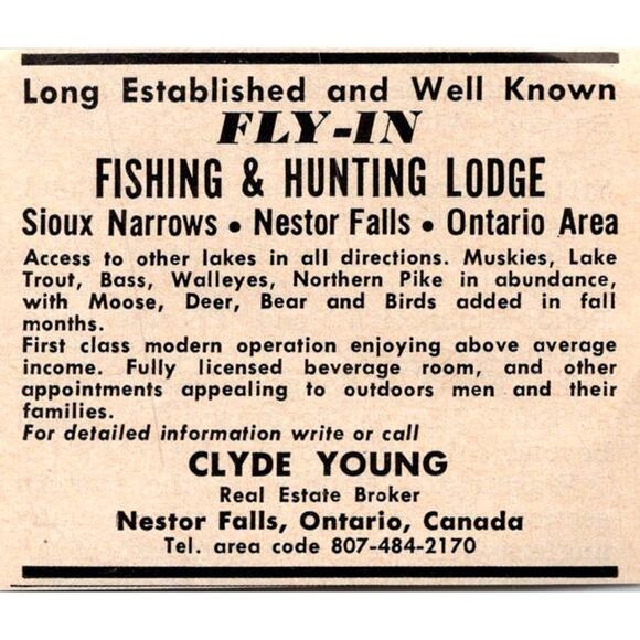 None and/or Unknown | Other | Flyin Fishing Hunting Lodge Clyde Young Ontario 966 Magazine Ad ...